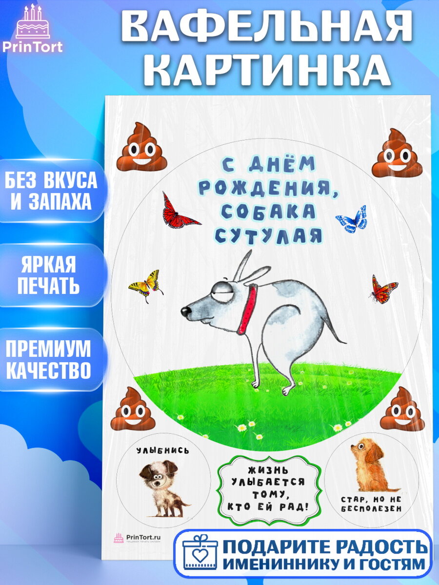 Вафельная картинка для торта Прикольные. Украшения для торта на День Рождения. Декор для выпечки PrinTort