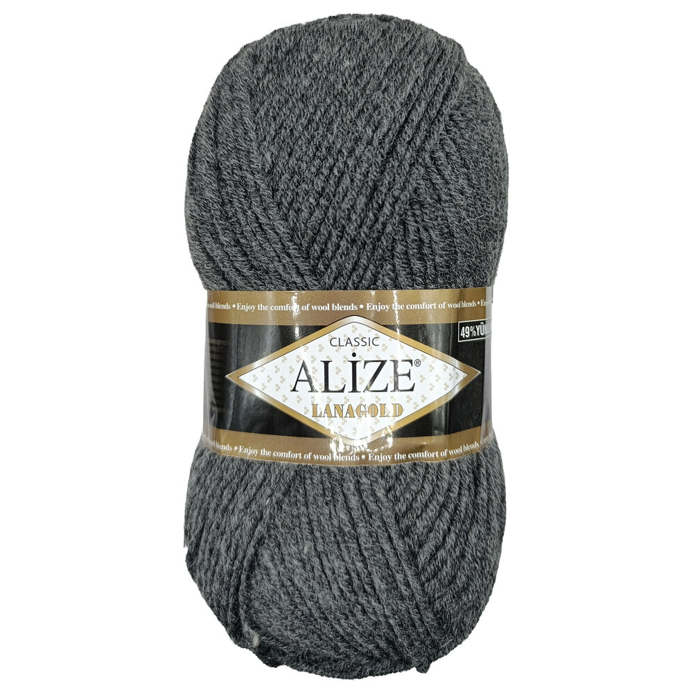 Пряжа для вязания Alize Lanagold classic 182 темно-серый 100 гр/240 м 49% шерсть, 51% акрил