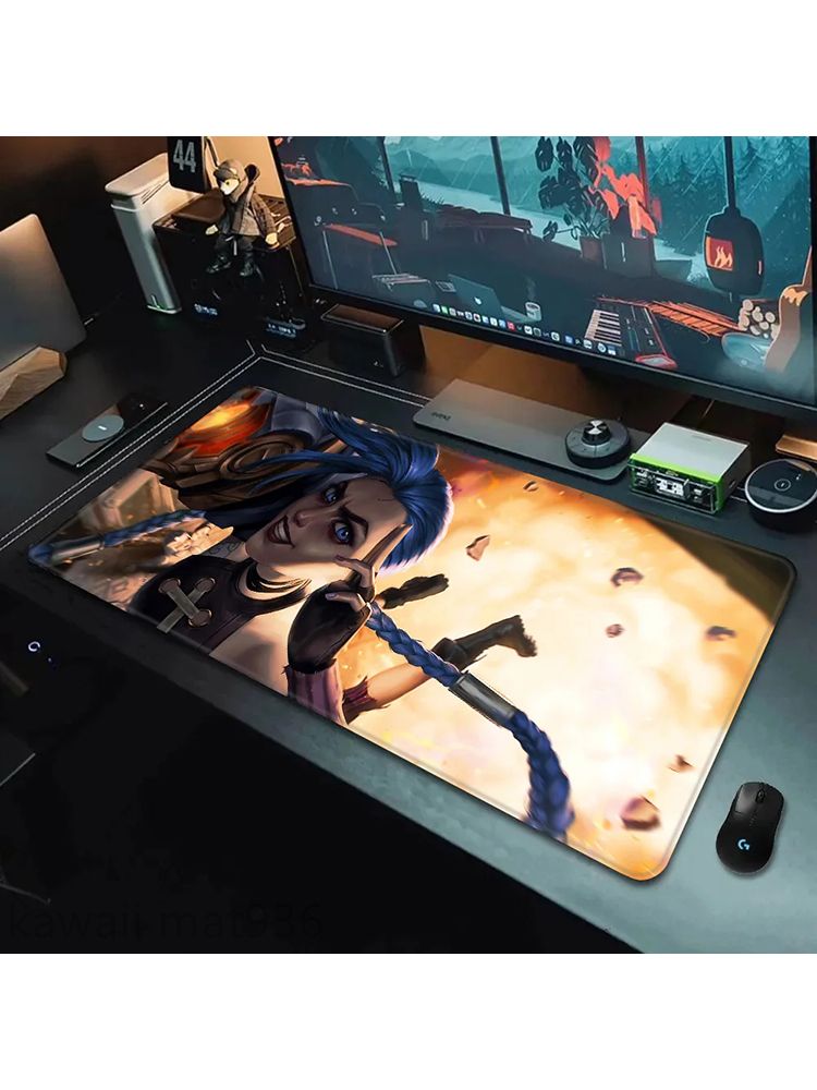 Хит продаж серии игр League of Legends игровой коврик для мыши, печать с рисунком Джинкс, размер 40x90xxl