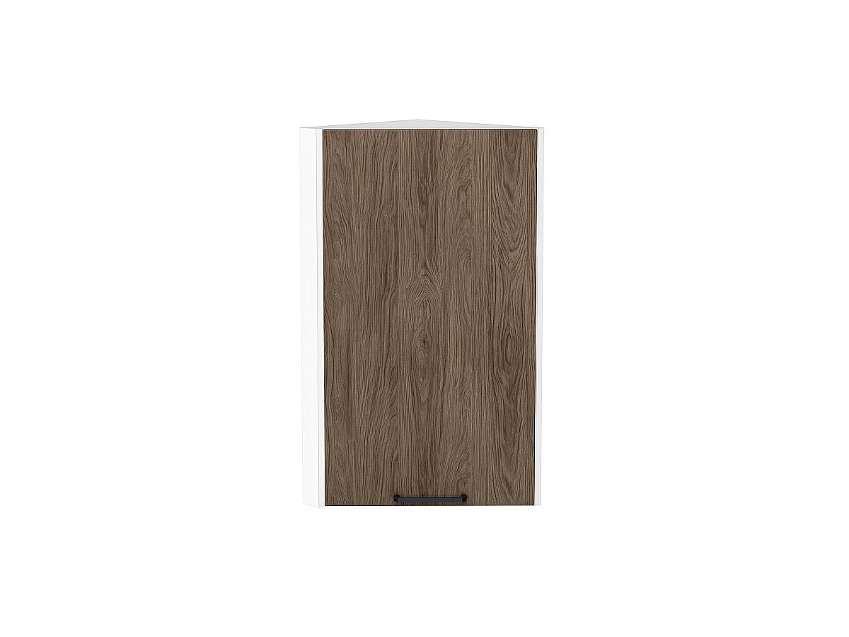 Шкаф верхний торцевой Флэт, цвет фасада Brown Casella Oak 2S, цвет каркаса Белый, 716*300*306 (В*Ш*Г) мм
