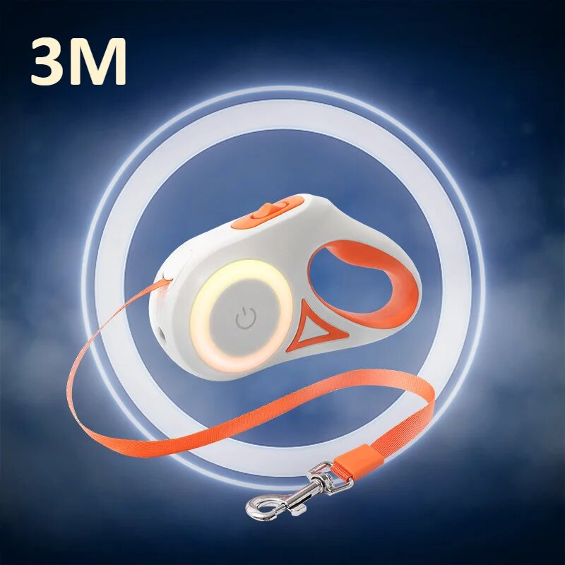Автоматический поводок Flexi 3/5 м со светодиодом 3M orange
