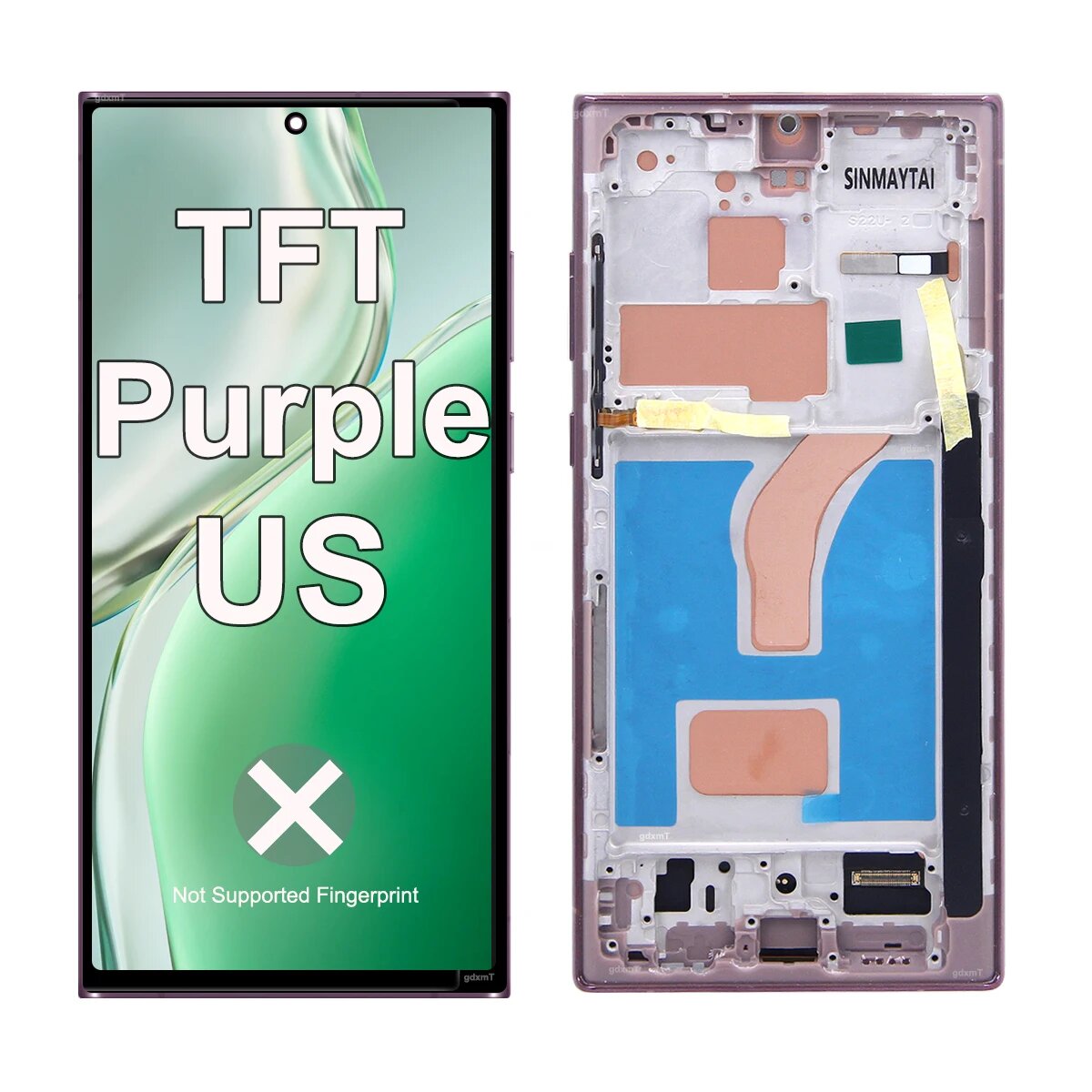 TFT-экран для Samsung S22 Ultra 5G S908B S908B/DS, ЖК-дисплей, сенсорный экран, US Purple Frame