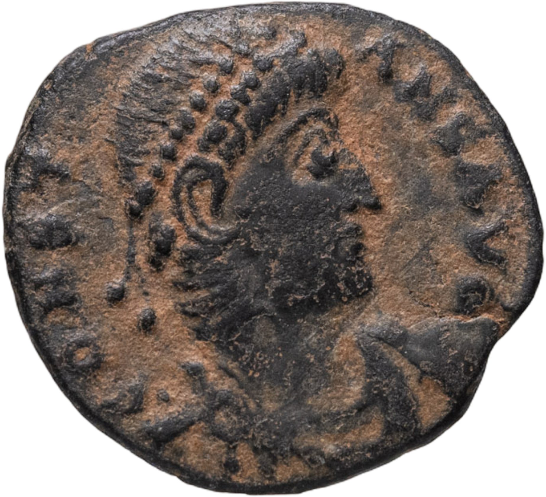 Римская империя, Констанций II, Центенионалий, 337-340гг Два солдата, стоящие по обе стороны штандарта, Бронза, в сохранности VF