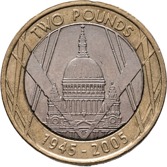 Великобритания 2 фунта pounds 2005 "60 лет Победы", Биметалл, в сохранности XF