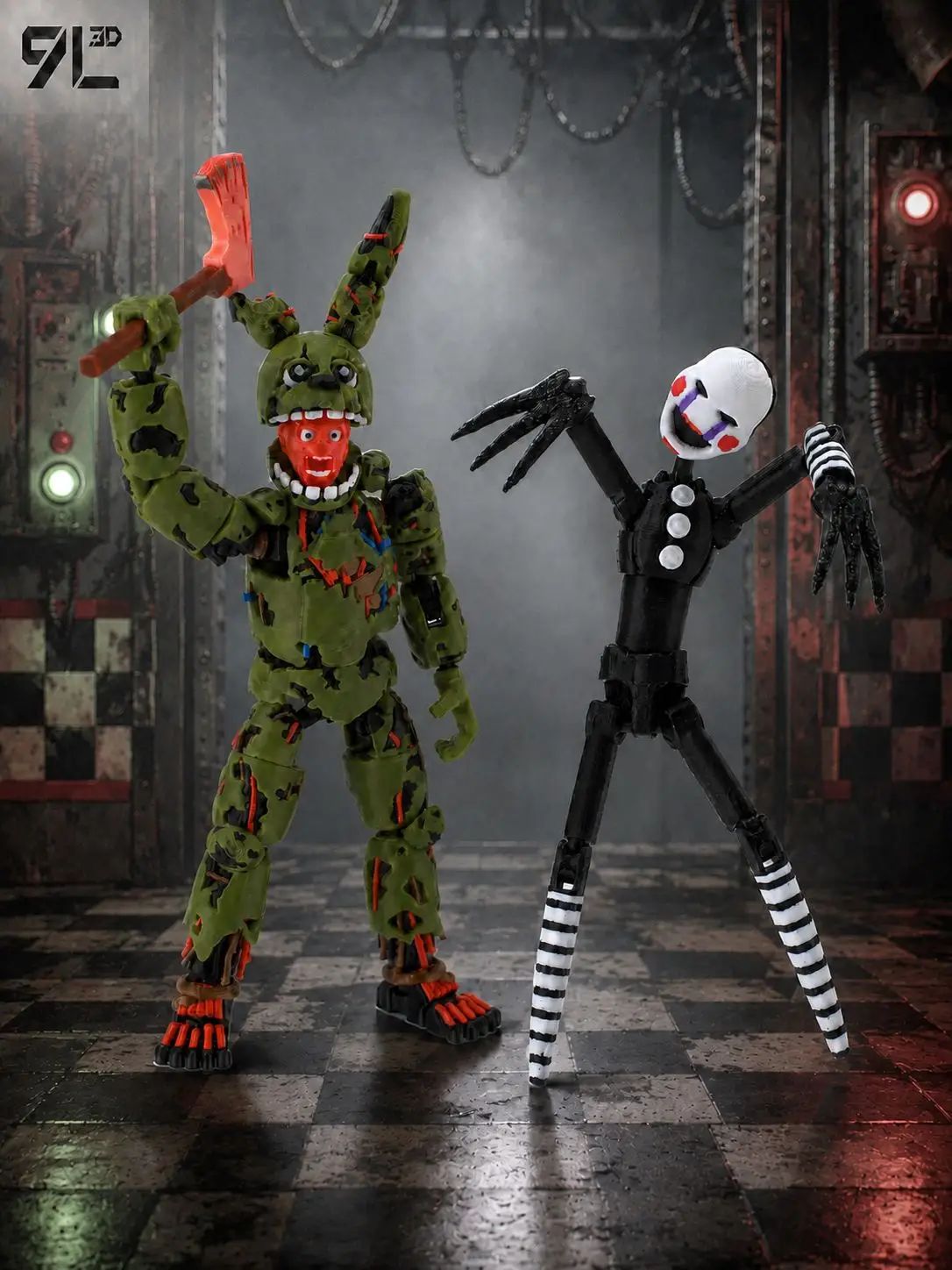9L3D Набор шарнирных фигурок Спрингтрап и Марионетка (Springtrap & Puppet), FNAF, 3D-печатные коллекционные модели из PETG, 2 шт, для коллекции, декора, фотосъёмки и подарка фанату хоррор-игр