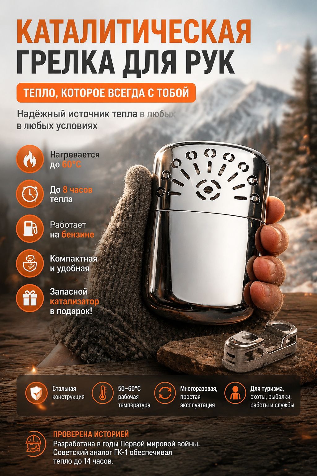 Туристическая грелка, Артикул: 5572812212, Объем, мл: 30