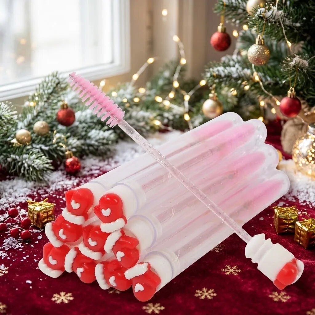 Набор кистей для ресниц и бровей Christmas Eyelash Brushes Set 10 шт. Christmas gloves
