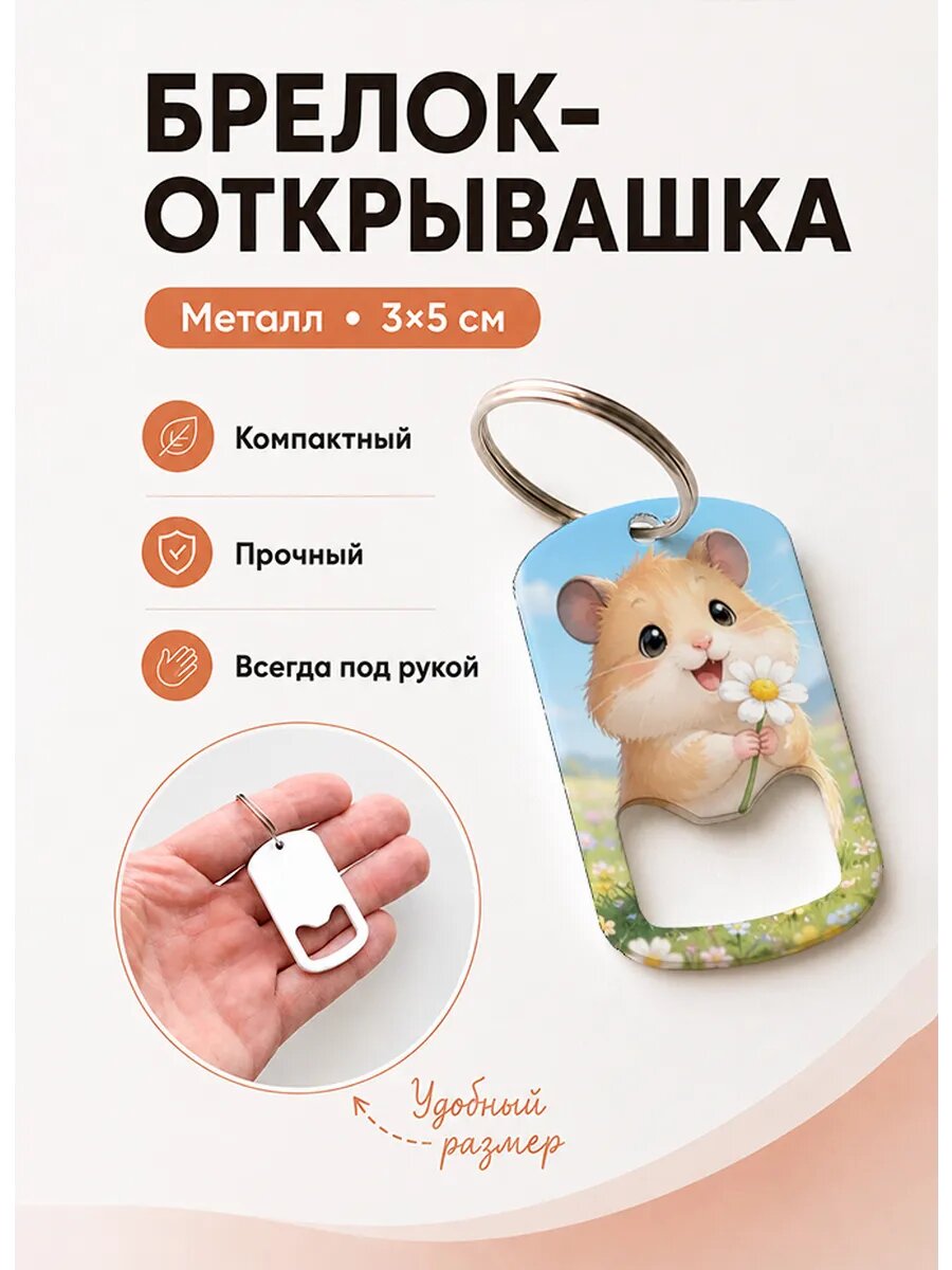 Брелок открывашка "Хомяк с Ромашкой"