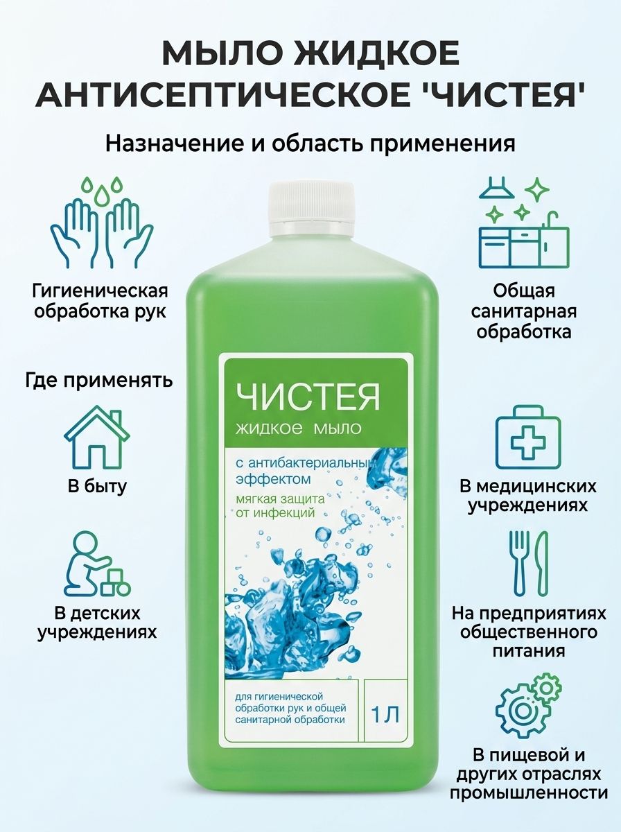 Чистея антисептическое жидкое мыло 1л.