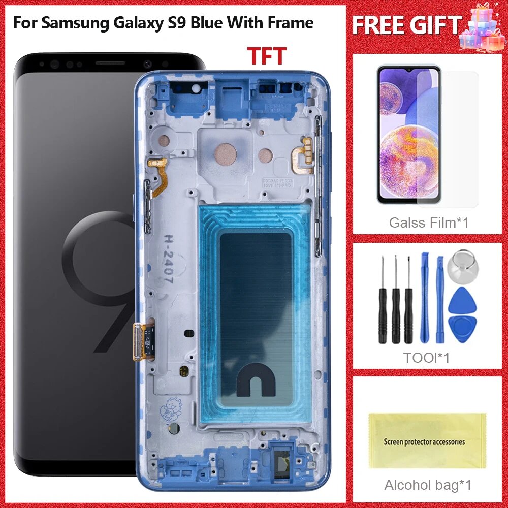 100% протестированный дисплей для Samsung Galaxy S9, ЖК-дисплей с дигитайзером, сенсорный экран в сборе SM-G960FD S9 G960, ЖК-дисплей с заменой рамки