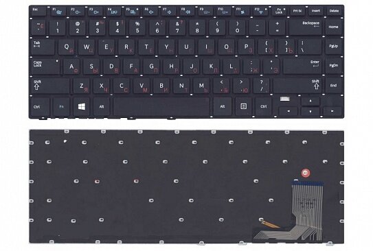 Клавиатура для ноутбука Samsung NP370R4E, NP450R4E черная, с подсветкой