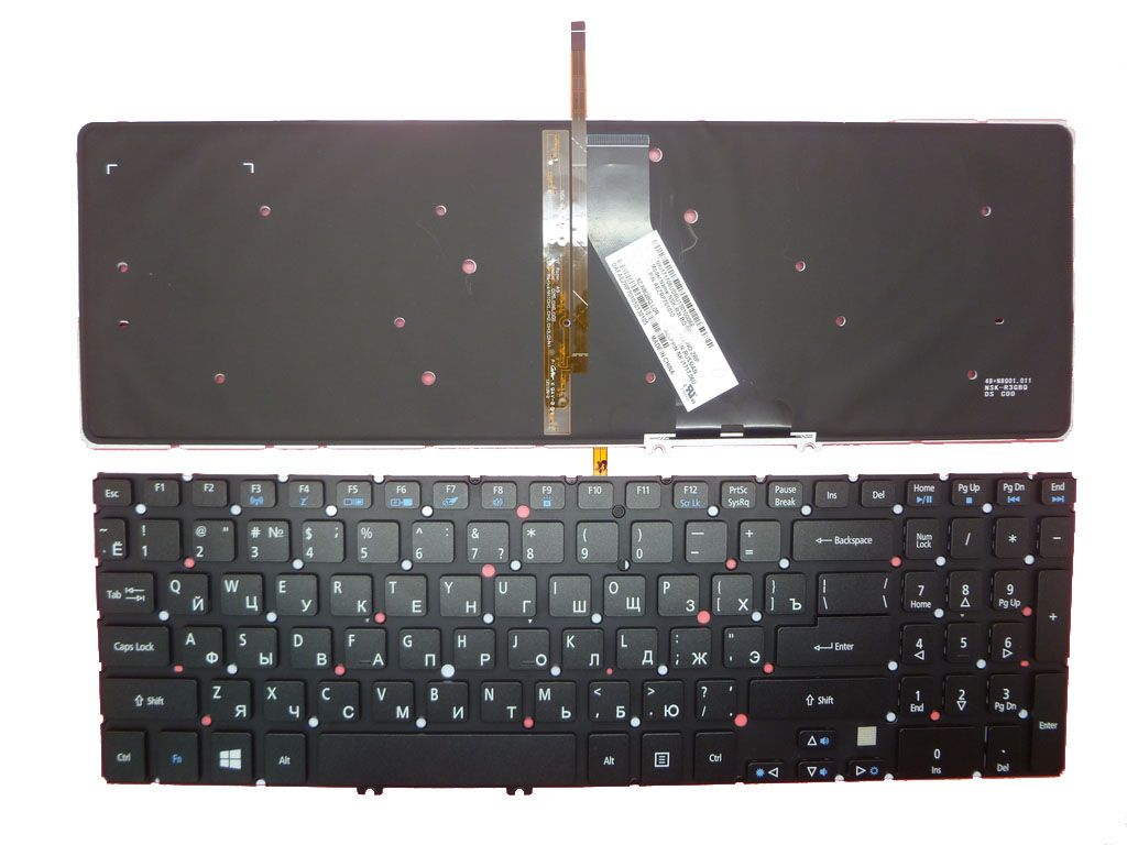Клавиатура с подсветкой для ноутбука для ACER Aspire M5-581 M3-581 V5-571 V5-531 NSK-R3LBQ 0R AEZRP701010 9Z. N8QBQ. L0R NKI171706U NK. I1717.06U MP-11F5, российская (без рамки).