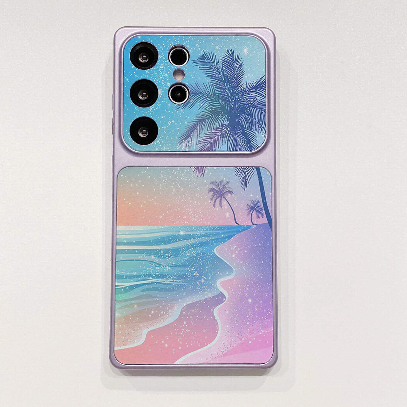 Чехол для Samsung Galaxy S25 Ultra(Самсунг S25 Ultra) из двух частей из искусственной кожи, пляжная кокосовая пальма, мягкая обложка из кокосовой пальмы