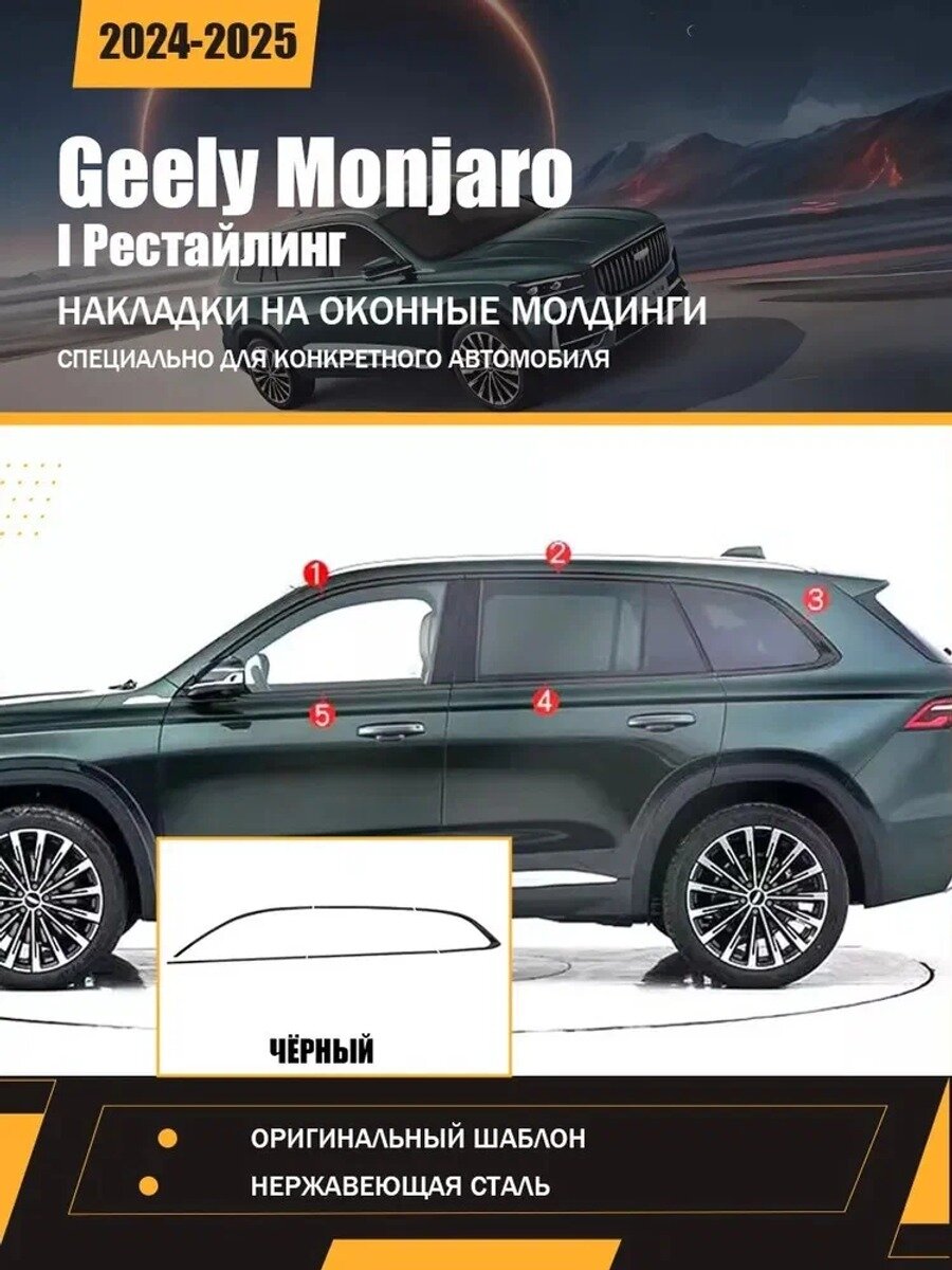 Молдинг автомобильный Monjaro I Рестайлинг 2024-2025, черный, 10 шт