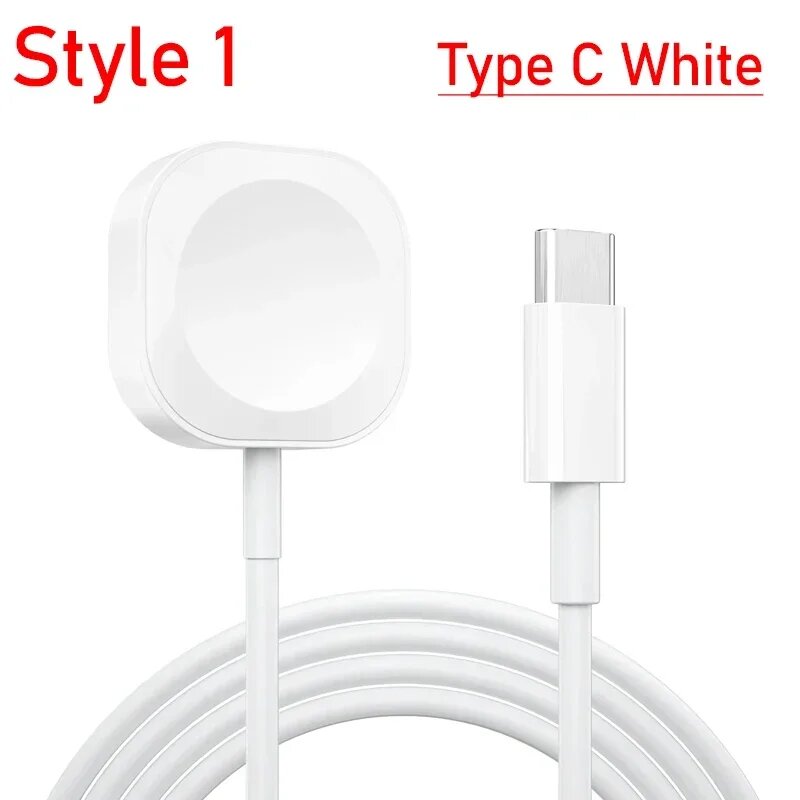 Магнитный беспроводной зарядный кабель USB C для быстрой зарядки Apple Watch iWatch Type C White