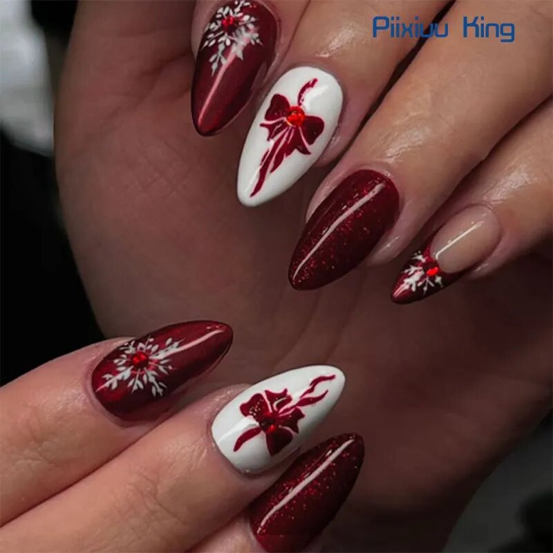 Ногти накладные красные( 24 типсы + клей )