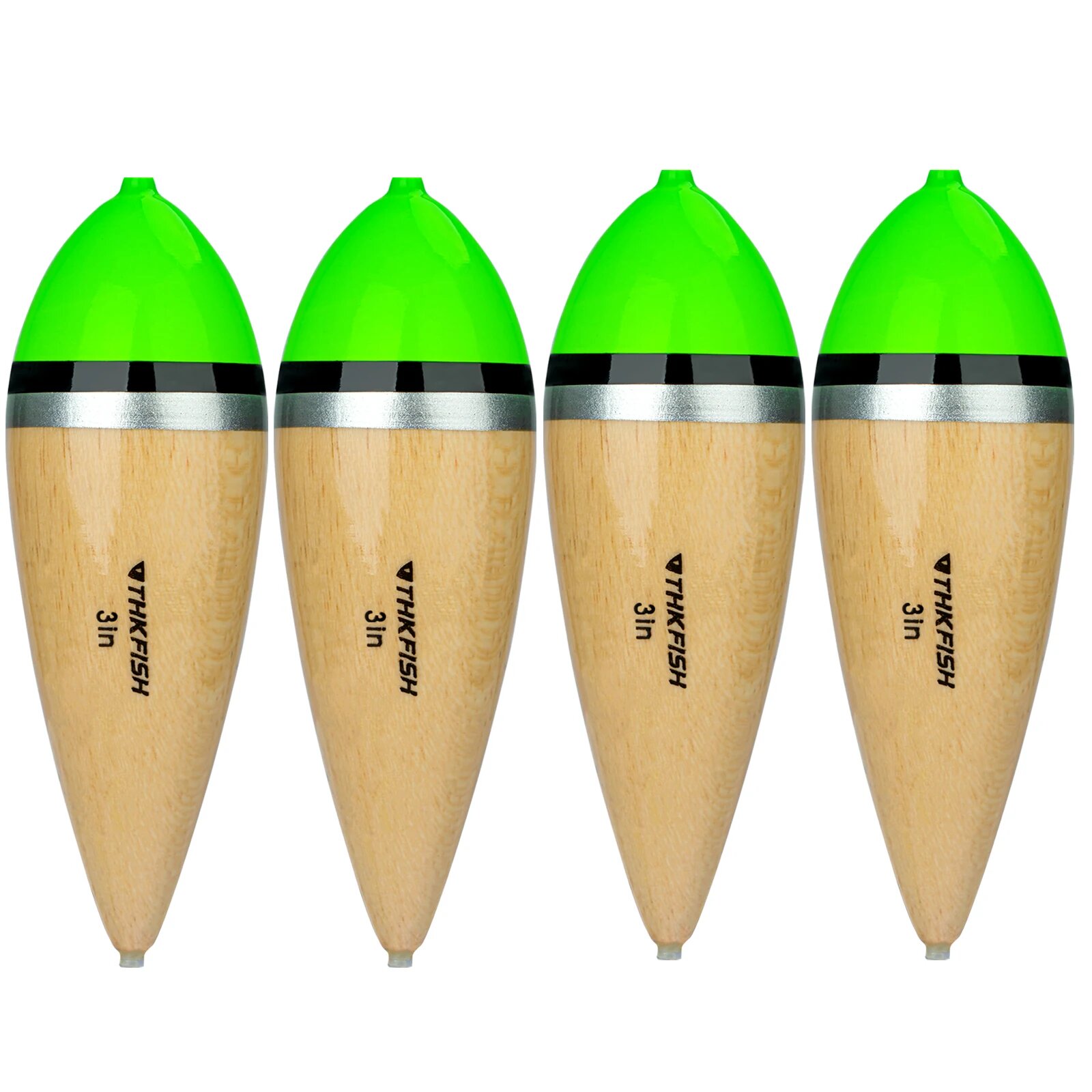 4 шт, поплавки для рыбалки из бальзы, скользящие поплавки в форме оливы, раздвижные 4pcs green 3in