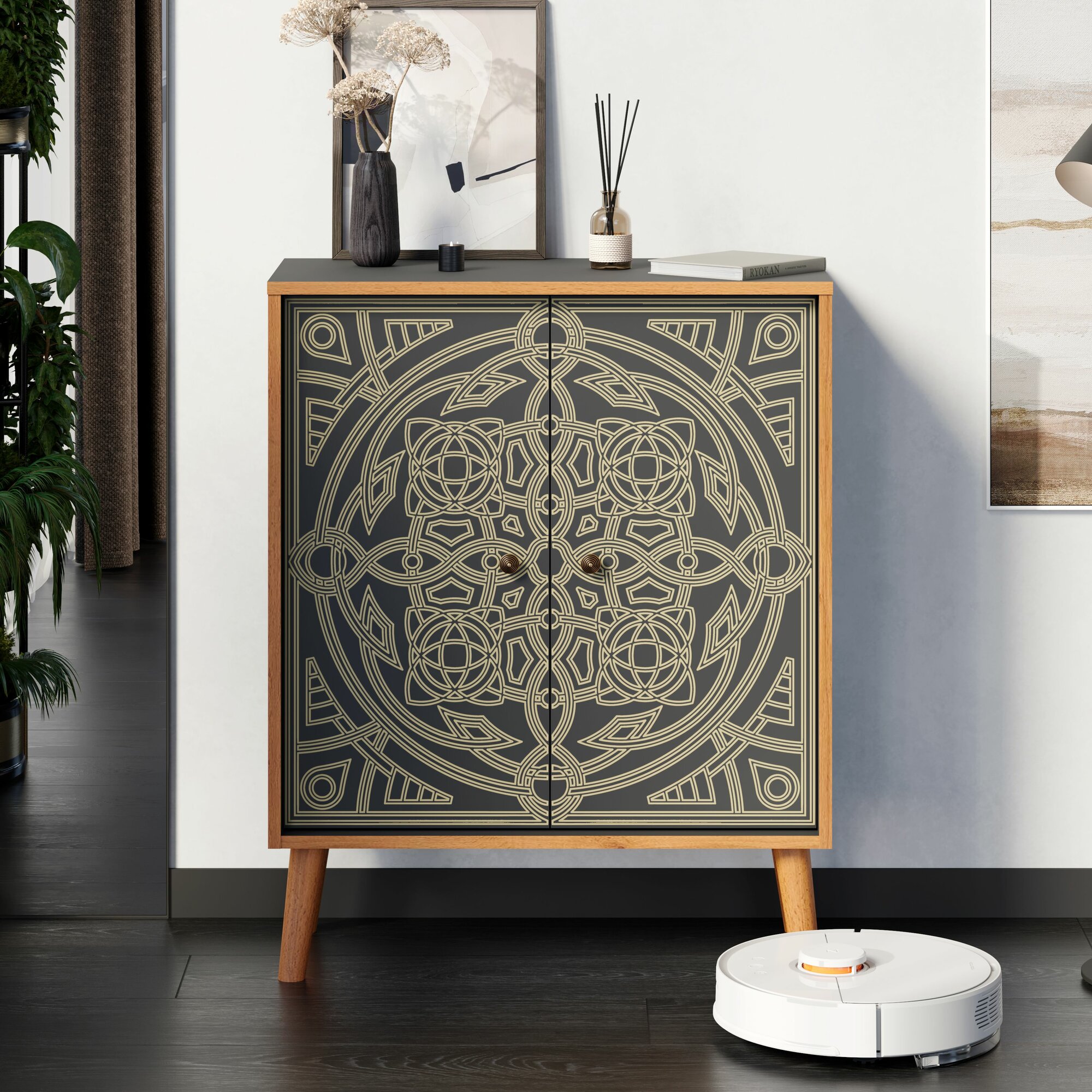 Комод "Сильвия" от TM Дэфо, с ножками, 88 см, черный, графит