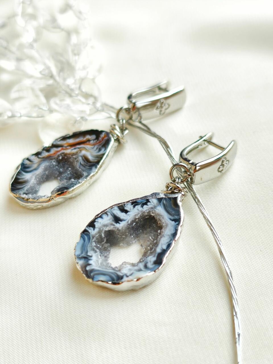 Серьги, агат