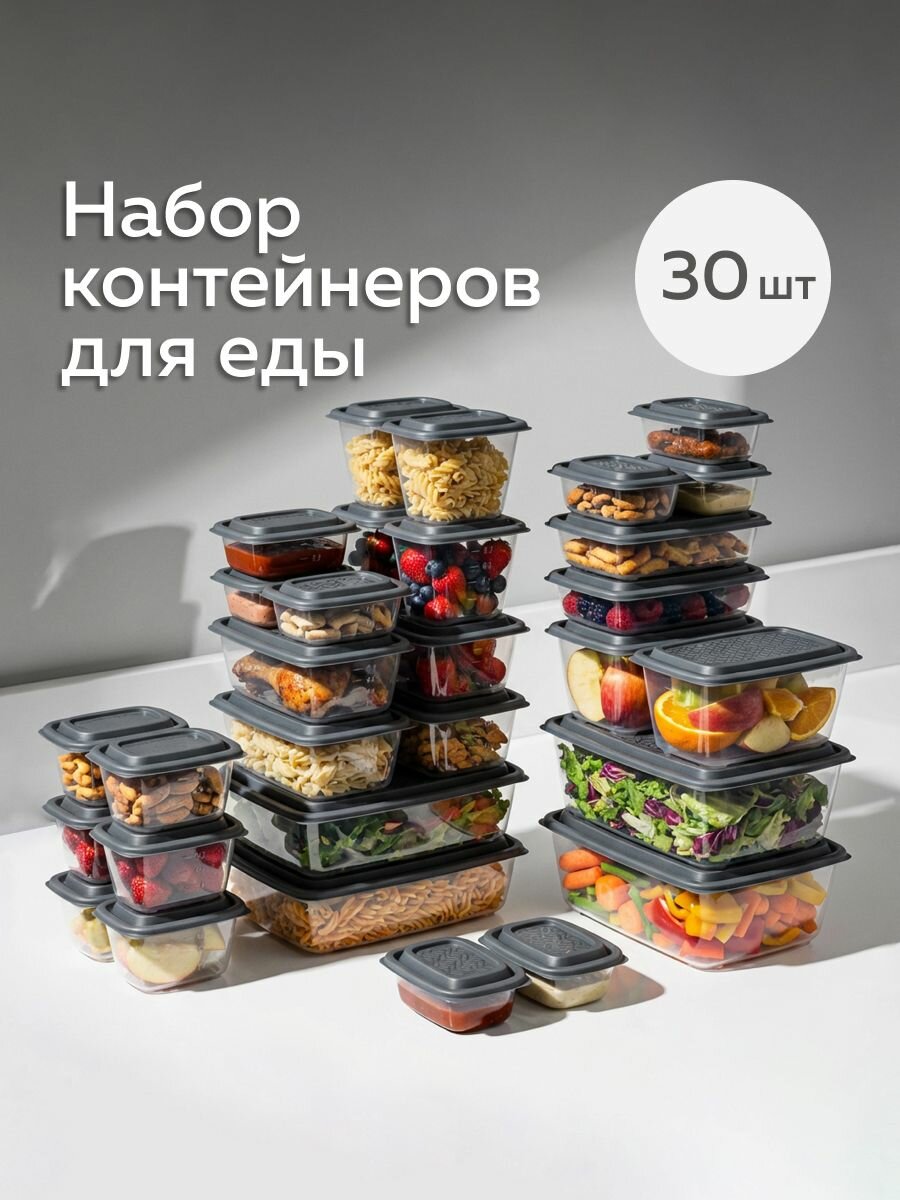Набор контейнеров Гурман №73 (СВЧ/Заморозка) (30шт), Альт-Пласт, пластик