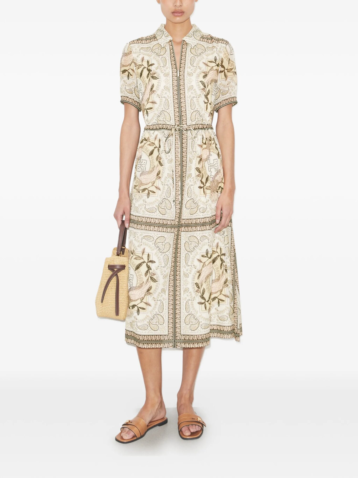 Платье Tory Burch Cinched cotton zip dress, размер L, разноцветный — фото 1