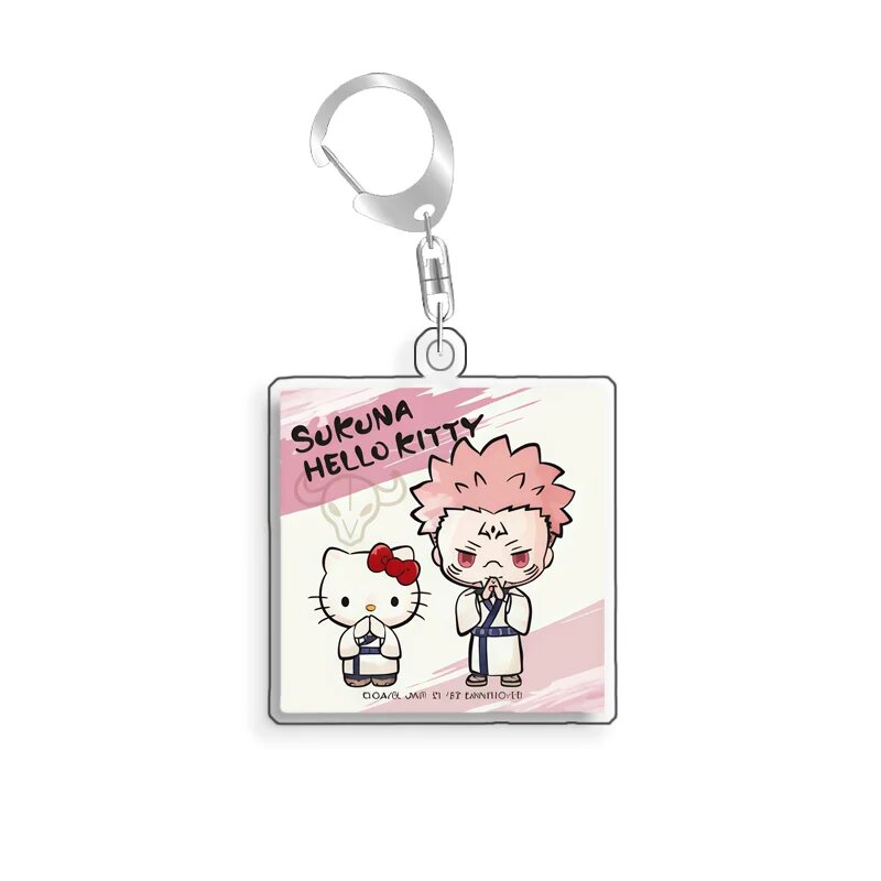 Акриловый брелок Jujutsu Kaisen Sukuna Hello Kitty, розовый, zshz39-3