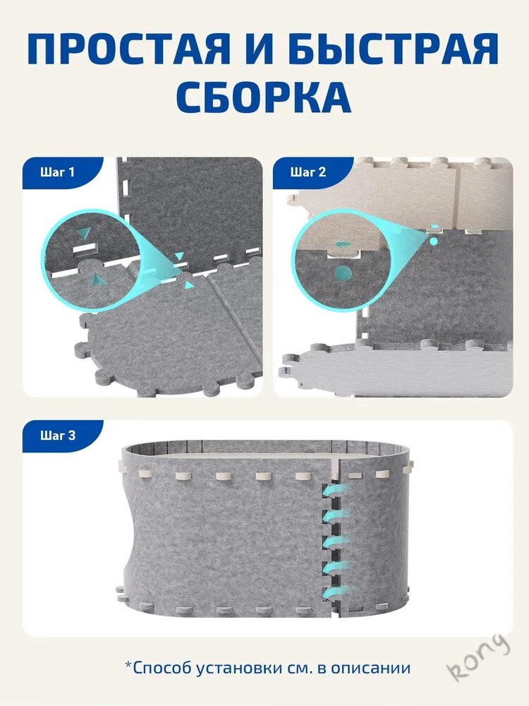 Домик для кошек DownyPaws PeekaPurr - кошачий домик с когтеточкой, серый войлок, для любых пород кошек — фото 1