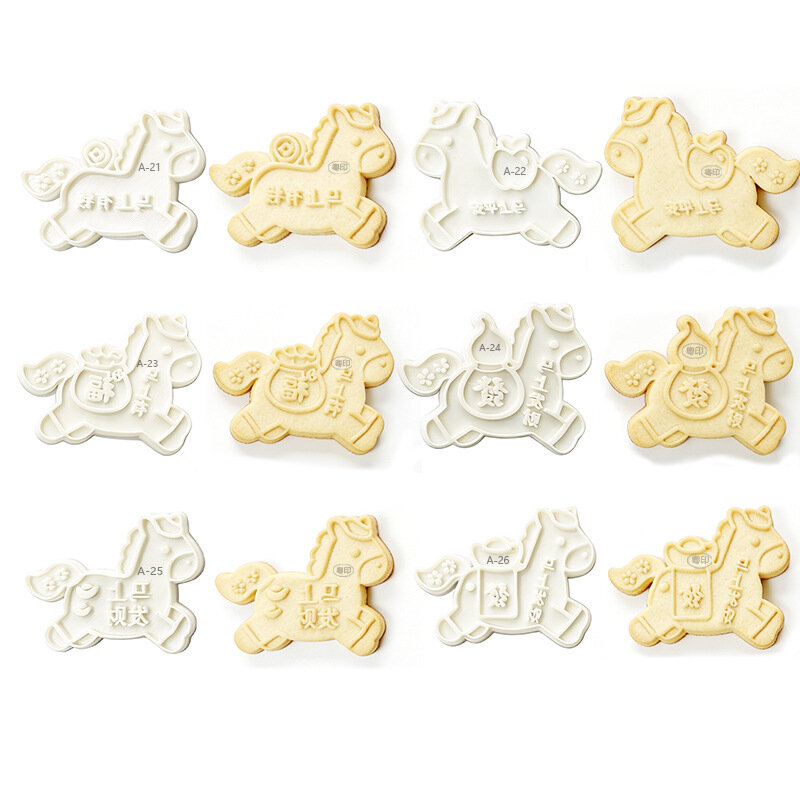 Форма для печенья в виде лошадки к Году Лошади 2026, пресс для печенья с изображением лошаденка к Новому году и Празднику весны.