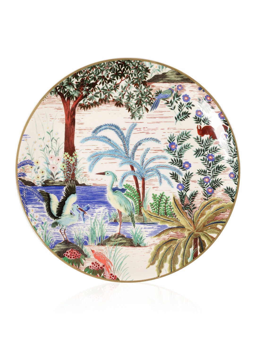 Тарелка для канапе Gien Le Jardin Du Palais Цапля, 17 см, фаянс, 1 шт.