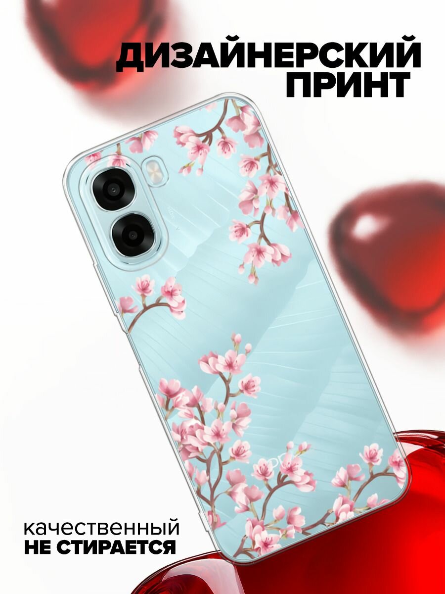 Силиконовый чехол на Oppo A6x / Оппо A6x с принтом Весенняя сакура — фото 1