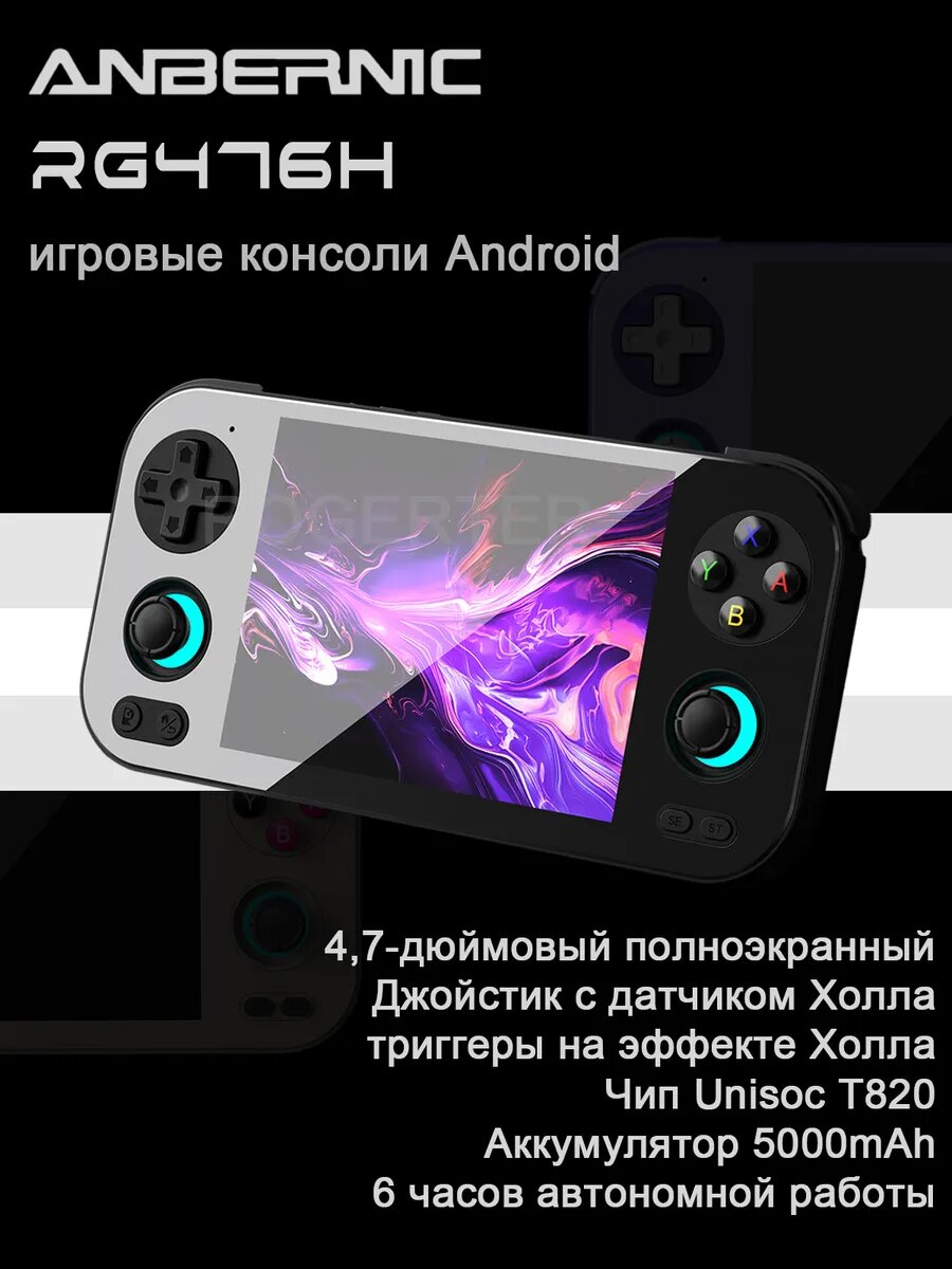 ANBERNIC RG476H, черный, стандартная версия, портативная ретро-игровая консоль высокого разрешения.