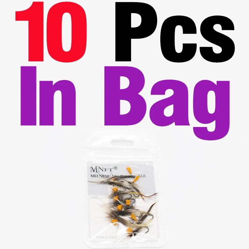 MNFT рыболовные мухи Caddis 10 шт #10 оранжевый серый