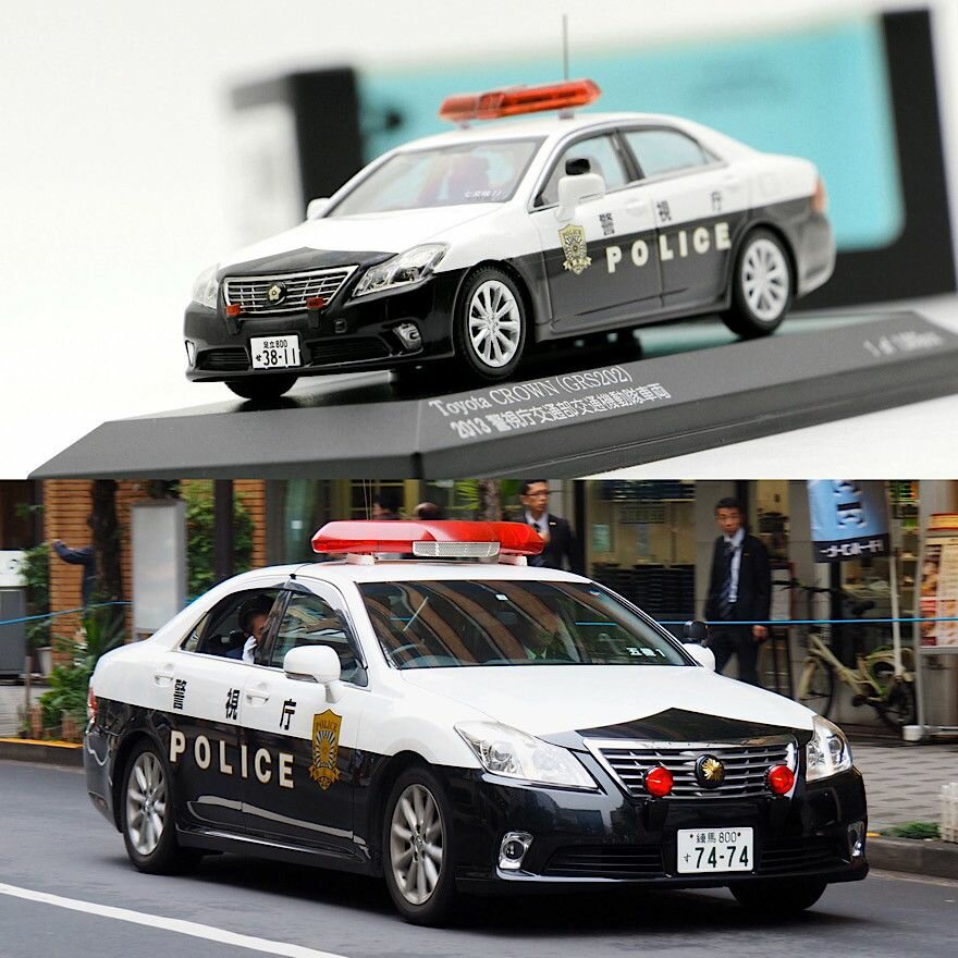 Rais Toyota Crown GRS202 2013 Модель японского полицейского автомобиля в масштабе 1:43 от Департамента полиции столичного округа