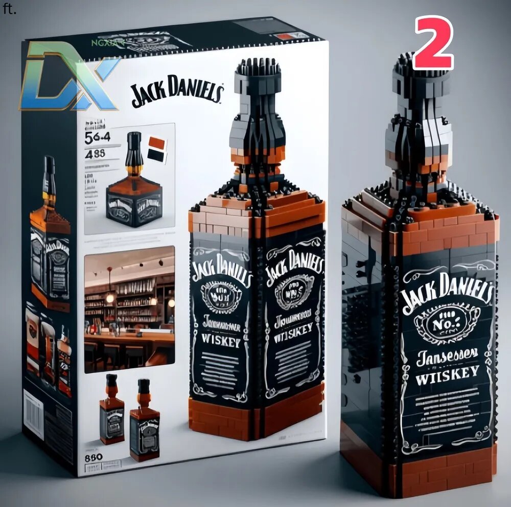 Конструктор бутылка виски Jack Daniels, 200 деталей, ABS пластик