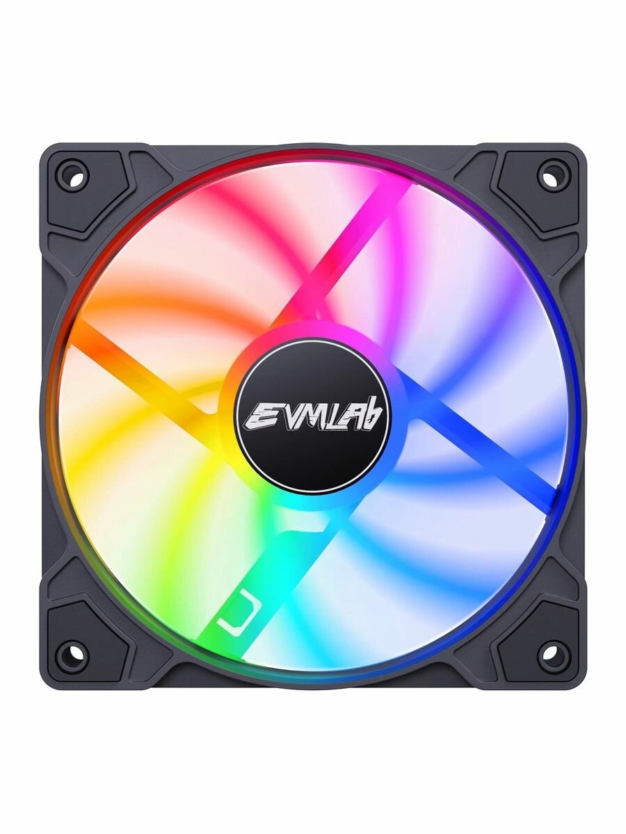 Вентилятор ПК 120мм 4pin PWM Черный разноцветная подсветка RGB не управляемая