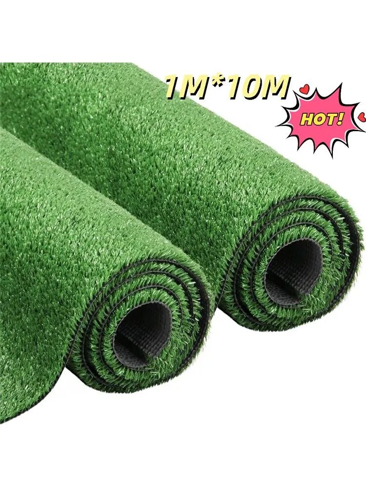 Газон искусственный для ландшафта 10х2м зеленый рулон газонной травы для декора