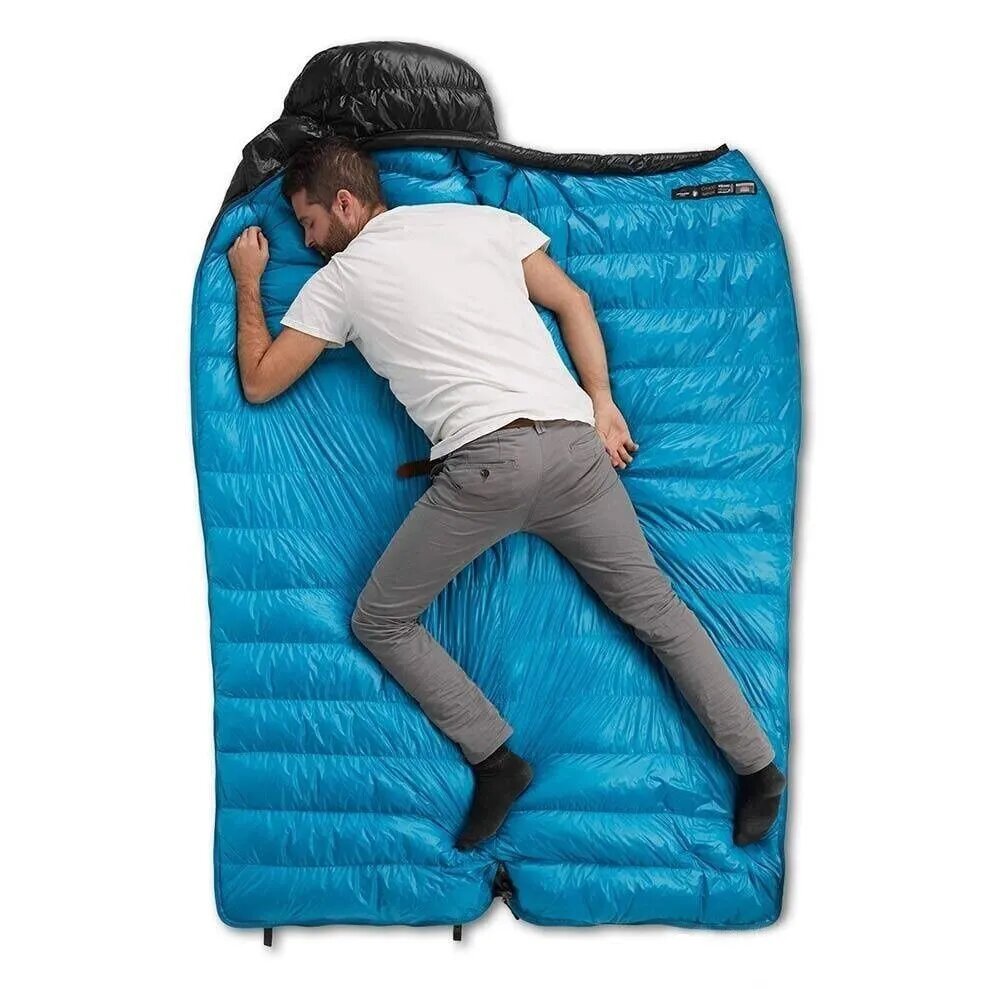 Naturehike CW400 Спальный мешок 220 см пуховый туристический с капюшоном, оранжевый — фото 1