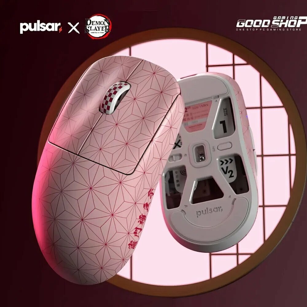 Pulsar Игровая мышь беспроводная Pulsar X2V2 Demon Slayer Edition, светло-розовый
