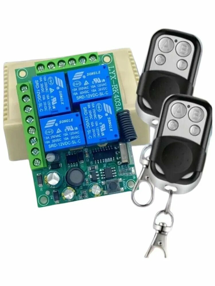 Универсальный беспроводной пульт дистанционного управления переменным током 220 В 85-256 В, 4-канальный релейный модуль приемника и 4-канальный радиочастотный контроллер передатчика 433 МГц