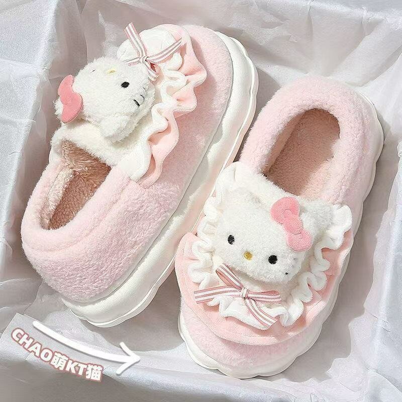 MINISO плюшевые тапочки Sanrio Hello Kitty Kuromi Melody Cinnamonroll женские, 36-37, Розовый