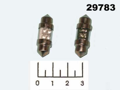 Лампа светодиодная салонная синяя 31мм 12V 4LED (д/Япон)