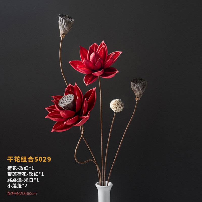 Букет из сухих цветов, декоративные украшения из настоящих цветов, лотос, высушенные на воздухе коробочки лотоса, натуральный корень лотоса, цветочная композиция в стиле дзен, украшение гостиной в китайском стиле.