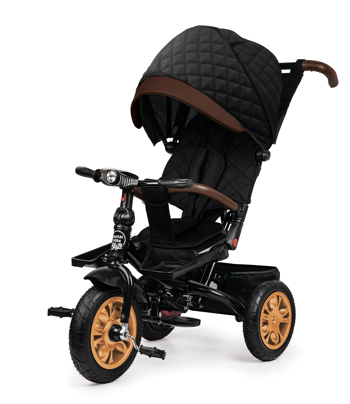 Велосипед трехколесный детский с ручкой, со светом и мелодиями, Safari, черный