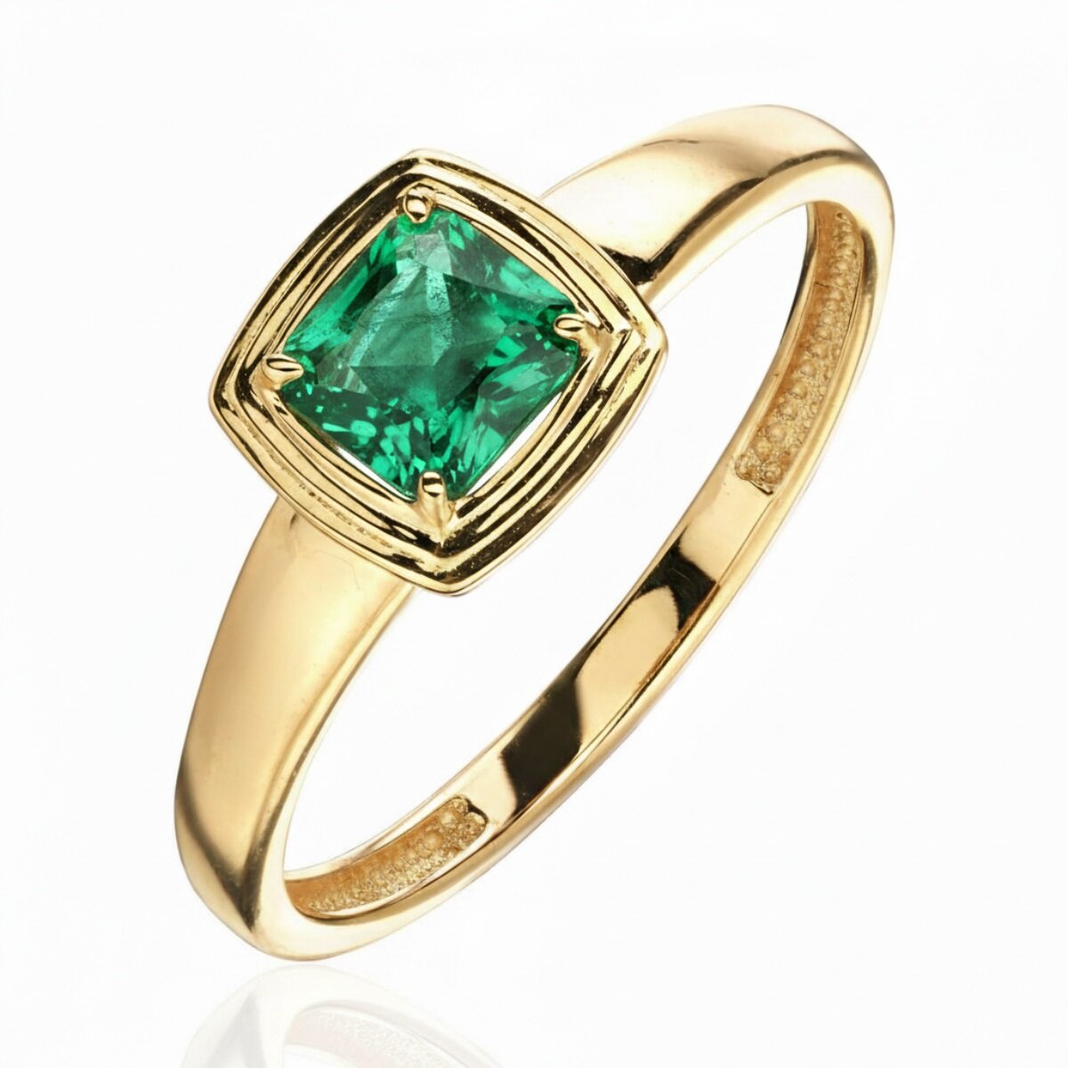 Кольцо, желтое золото, 585 проба, изумруд