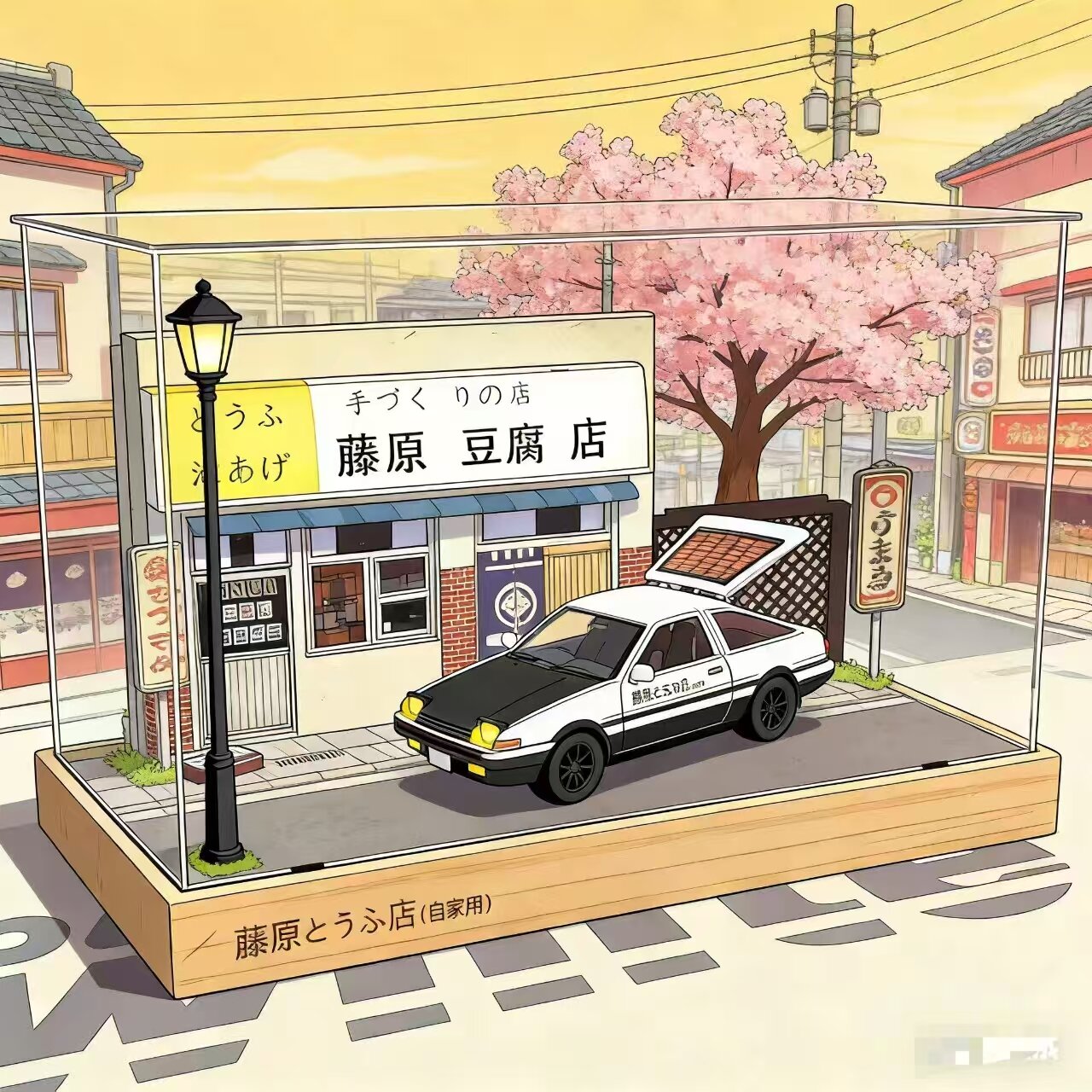 Японский Ночник Initial D+Toyota Ae86(Сцена в магазине тофу + пылезащитный чехол)