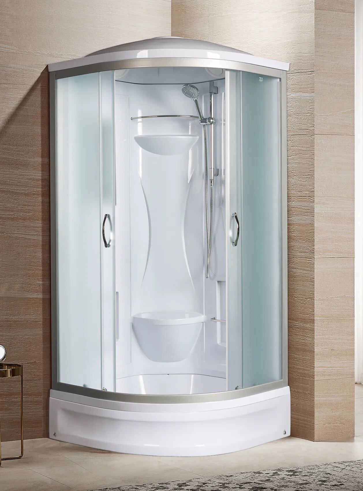 Кабина душевая River REIN 90/24 MT с поддоном WEMOR 90/24 полукруглый
