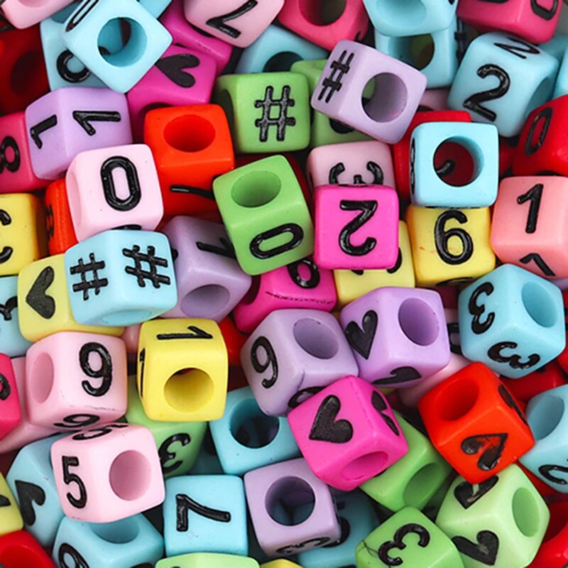 Акриловые квадратные бусины с алфавитом, 100 шт 7mm 100Pcs