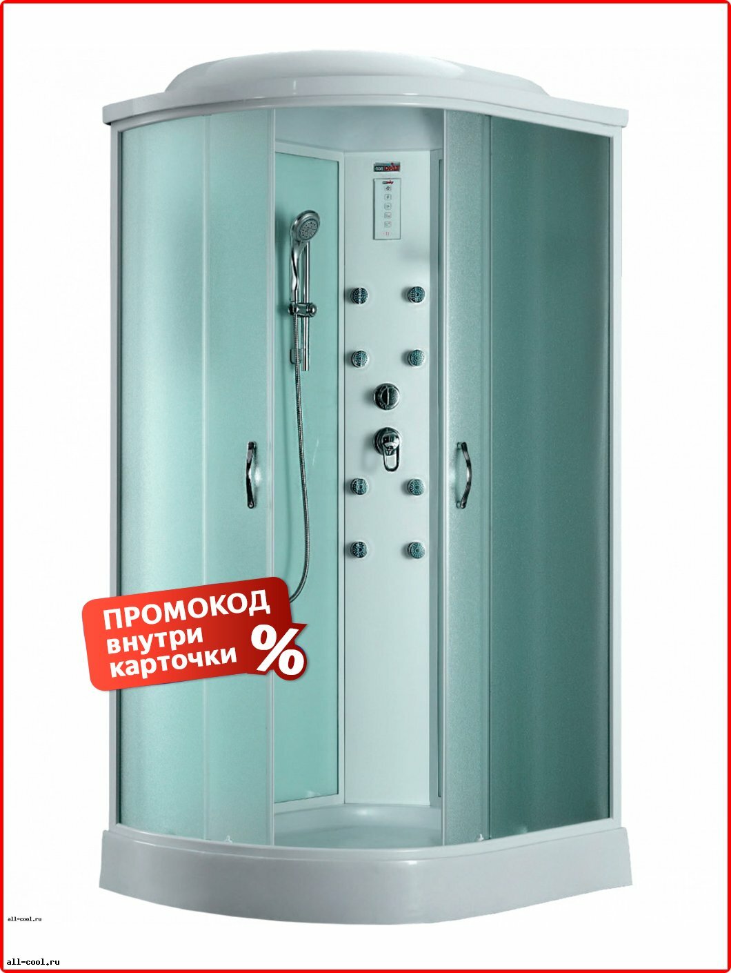 Душевая кабина Timo Elpidio 120x80 низкий поддон, асимметричная, белый, гидромассаж, подсветка, сиденье