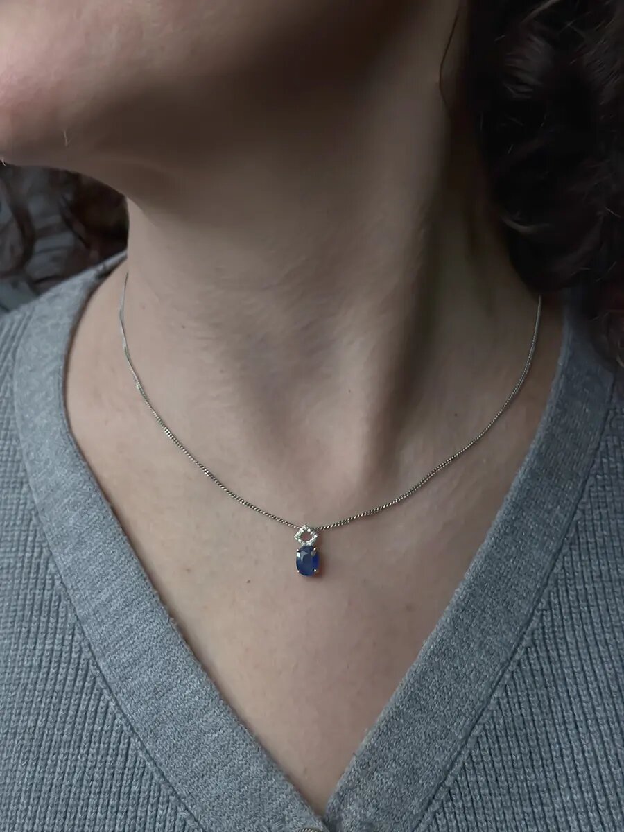 Подвеска, серебро, 925 проба, золочение, родирование, сапфир, фианит