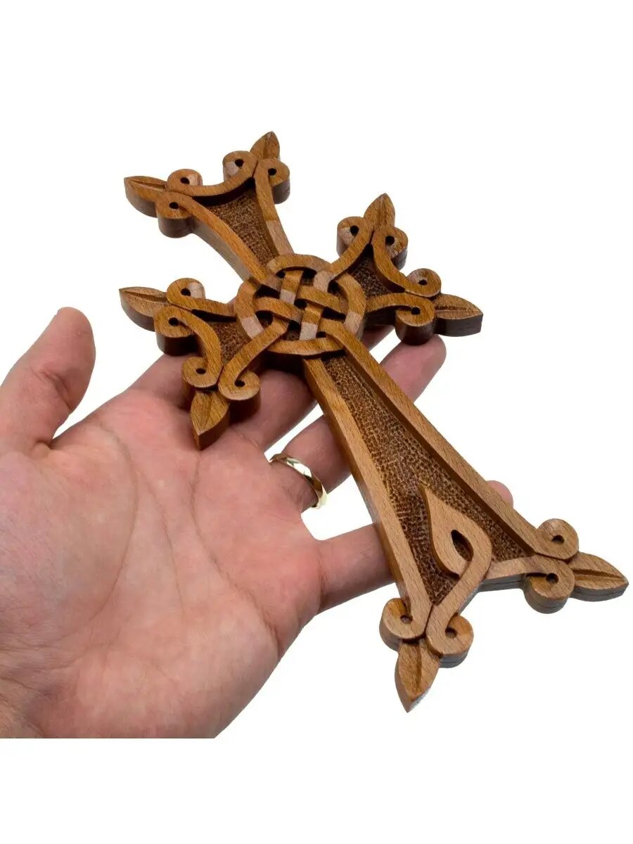 Крест настенный из дерева Католический